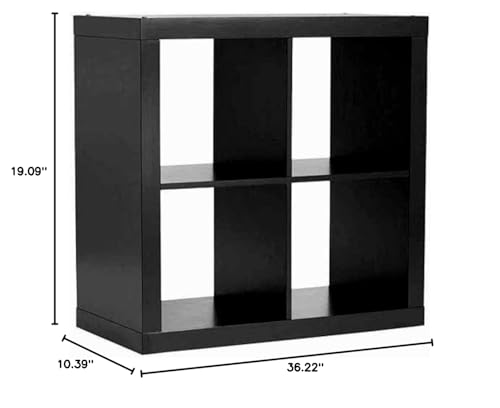 Better Homes and Gardens Bookshelf Square Storage Cabinet 4-Cube Organizer (Solid Black)