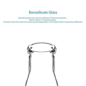 stonylab 2-Pack Glass 500ml Heavy Wall Narrow Mouth Erlenmeyer Flasks with Heavy Duty Rim (500ml Fits with stonylab 7# Rubber Stopper)