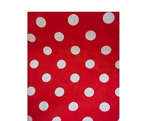 60-Inch Wide Polka Dot Poly Cotton Fabric by The Yard, White Dot On Red Fabric