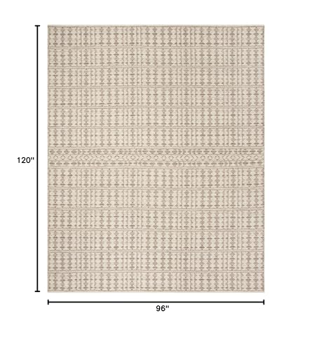 SAFAVIEH Kilim Collection Area Rug - 8' x 10', Ivory & Light Grey, Handmade Flat Weave Wool, Ideal for High Traffic Areas in Living Room, Bedroom (KLM350A)