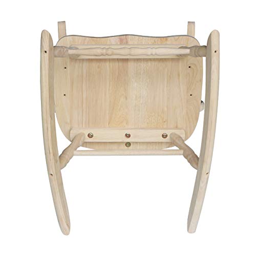 IC International Concepts Juvenile Rocker, Solid Wood Child's Rocking Chair, Sturdy and Durable Furniture for Kids Room or Nursery - Unfinished