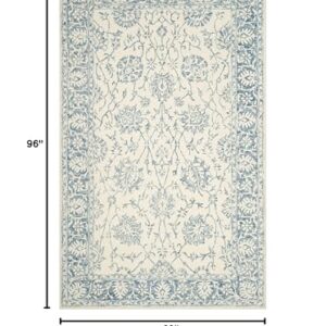 SAFAVIEH Blossom Collection 5' x 8' Ivory/Blue BLM351A Hand-Hooked Premium Wool Area Rug