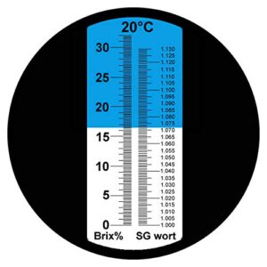 TRZ Brix Refractometer with ATC, Handheld Refractometer,Dual Scale-Specific Gravity 1.000-1.130 and Brix 0-32% for Beer Wine and Fruit