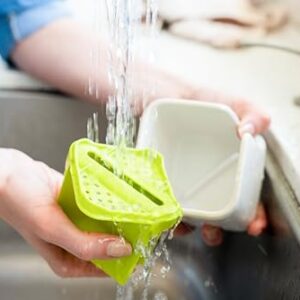 Full Circle Stash Ceramic Sink Caddy and Organizer, Green and White