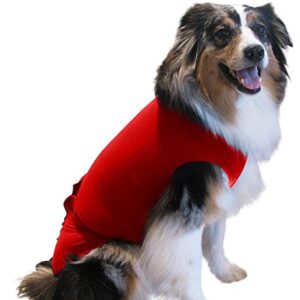 Surgi~Snuggly Healing Skin Treatment Dermatology Veterinary Onesie (Large, Solid Red)