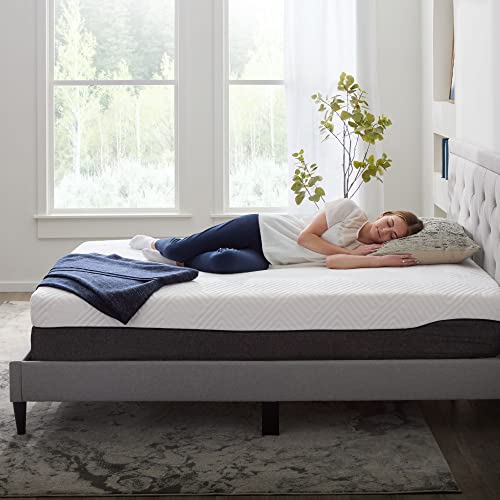 LUCID 12 Inch Hybrid Memory Foam Infused with Bamboo Charcoal and Aloe Vera-Encased Spring Support-Medium Plush Feel-Motion Isolation Mattress, Full, White, Grey, Black