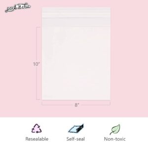 Pack It Chic - 8” X 10” (1000 Pack) Clear Resealable Cello Poly Bags - Fits 8X10 Prints, Photos, Artwork - Self Seal