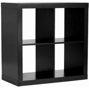 better homes and gardens bookshelf square storage cabinet 4-cube organizer (solid black)