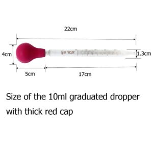 OESS Thick Glass Graduated Dropper Pipettes with Rubber Caps 10ml 4PCS