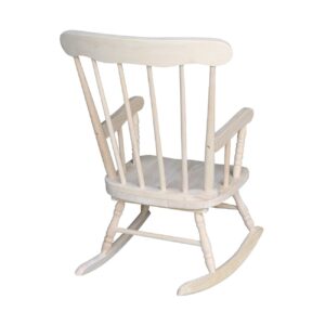 IC International Concepts Juvenile Rocker, Solid Wood Child's Rocking Chair, Sturdy and Durable Furniture for Kids Room or Nursery - Unfinished