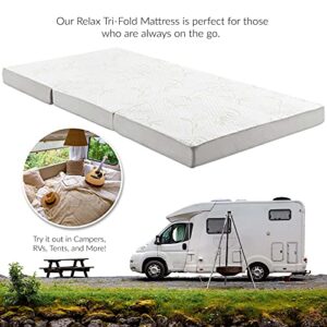 Modway 4” Relax Tri-Fold Mattress Topper CertiPUR-US Certified with Soft Removable Cover (31"x75")