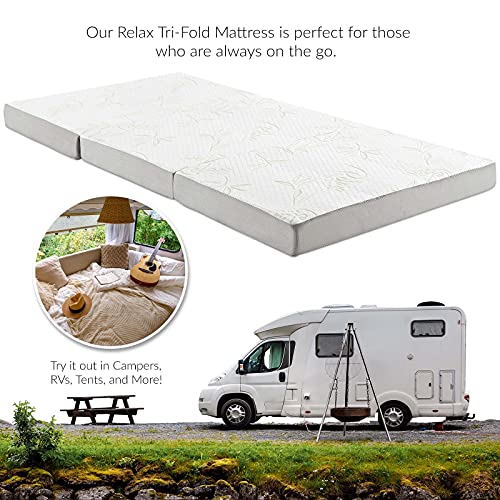 Modway 4” Relax Tri-Fold Mattress Topper CertiPUR-US Certified with Soft Removable Cover (31"x75")