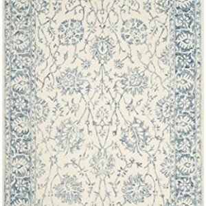 SAFAVIEH Blossom Collection 5' x 8' Ivory/Blue BLM351A Hand-Hooked Premium Wool Area Rug