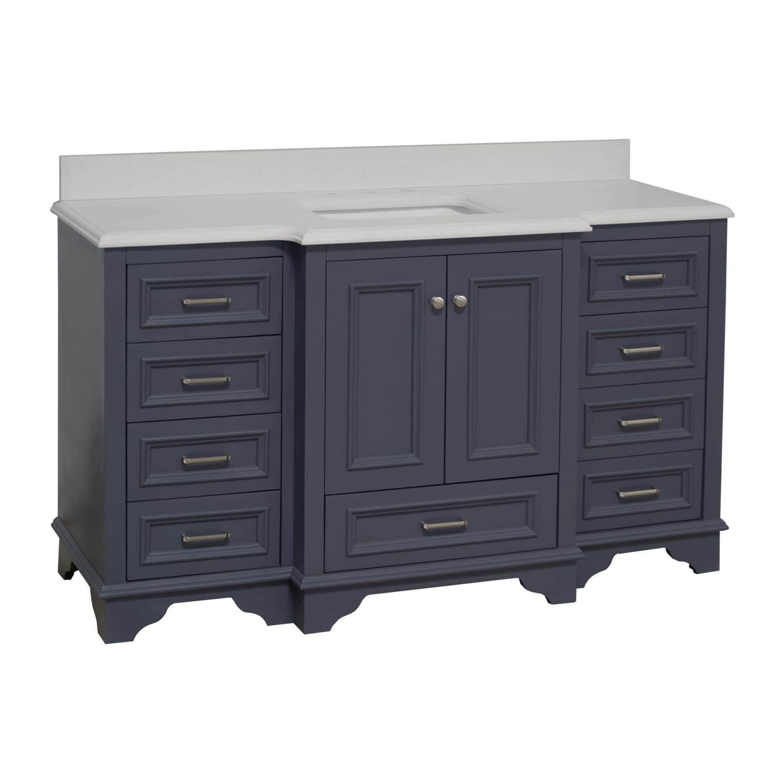 Kitchen Bath Collection Nantucket 60-inch Single Bathroom Vanity (Quartz/Chocolate): Includes Chocolate Cabinet with Stunning Quartz Countertop and White Ceramic Sink