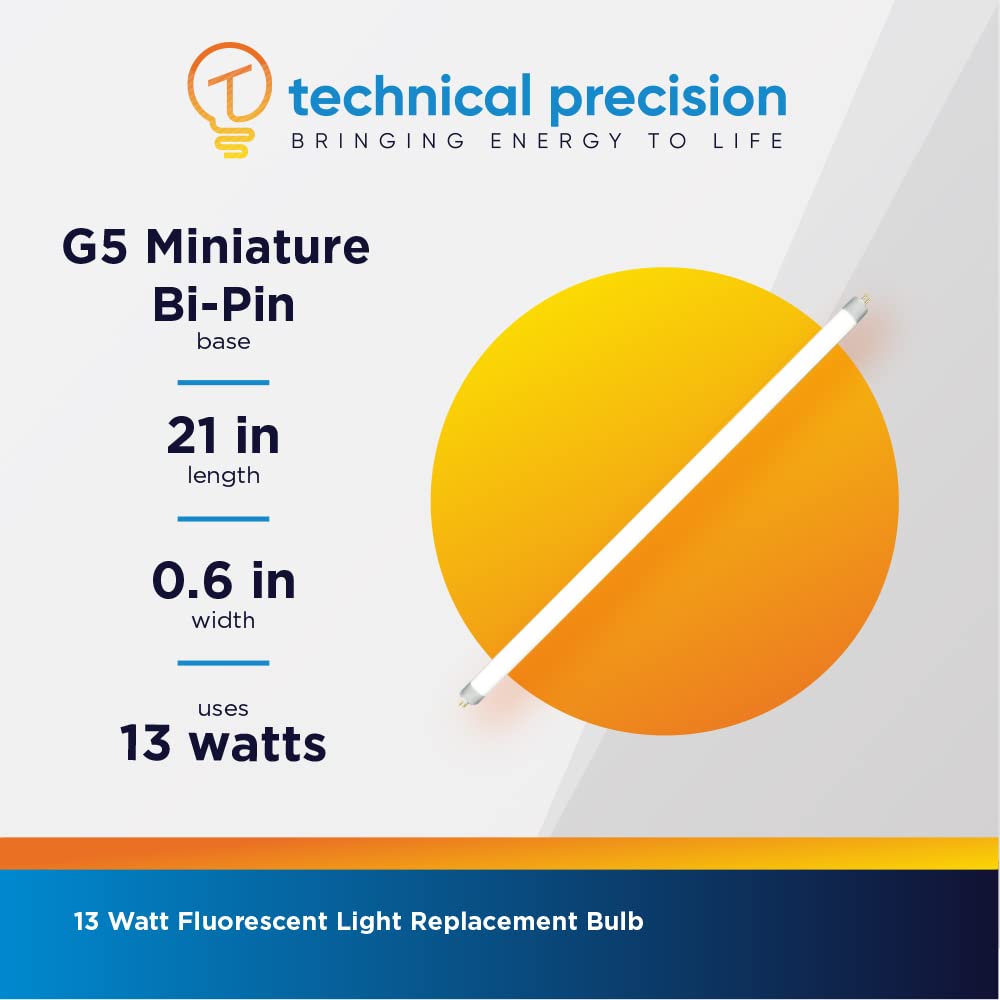 Technical Precision Replacement for Jasco F13t5830l Light Bulb F13T5CW Fluorescent Bulbs 21 inch Overall Length - G5 Miniature Bipin Base - 1 Pack