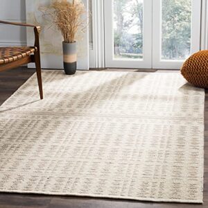 safavieh kilim collection area rug - 8' x 10', ivory & light grey, handmade flat weave wool, ideal for high traffic areas in living room, bedroom (klm350a)