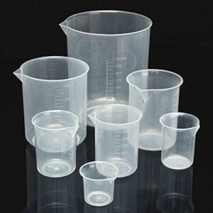 pzrt pack of 8 capacity transparent kitchen laboratory plastic graduated volumetric beaker container measuring cup tool