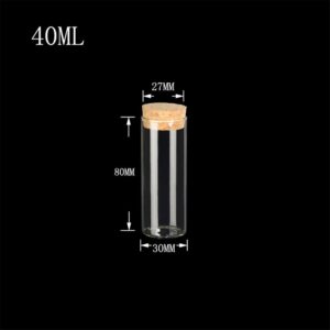 30x80mm 40ml Glass Vials Jars Test Tube with Cork Stopper Empty Glass Transparent Clear Bottles (50, 40ml-30x80mm)