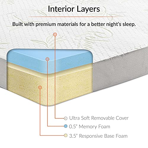 Modway 4” Relax Tri-Fold Mattress Topper CertiPUR-US Certified with Soft Removable Cover (31"x75")