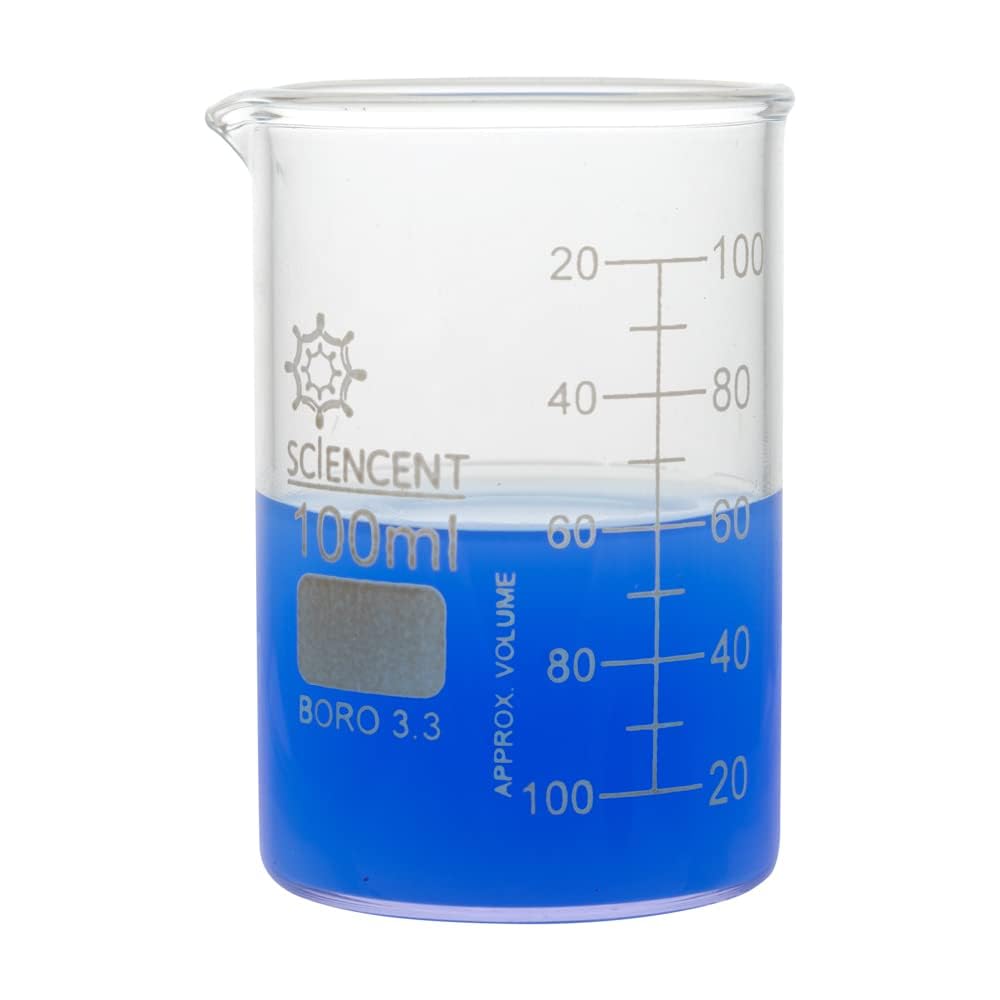 SCIENCENT Glass Beaker 50ml, 100ml, 250ml (Set of 3)