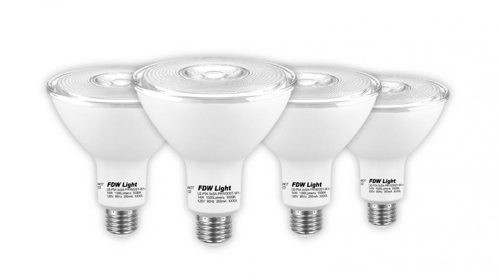 FDW PAR38 LED Bulb, 14W (90W Equivalent), 3000K (Soft White), 1000 lumens, CRI 90+, Flood Light Bulb Medium Base (E26), Energy Star Non-Dimmable Great for Kitchen, Bedroom, Patio (4 Pack)