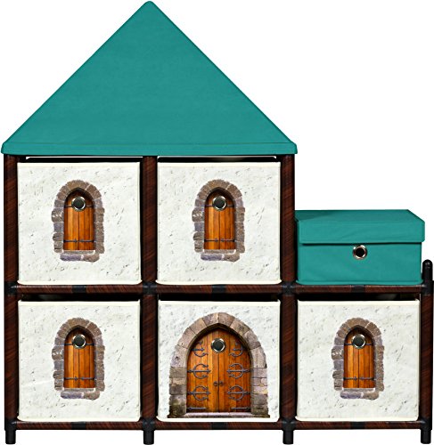 OneSpace 1 Recycled Paper Fantasy Fort Kids Storage Unit, Green and Brown