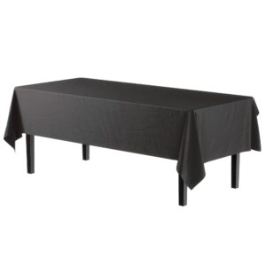 Exquisite 6-Pack Premium Plastic Tablecloth 54in. x 108in. Rectangle Plastic Table Cover - Black