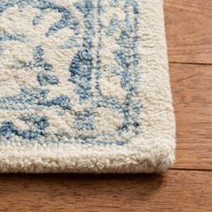 SAFAVIEH Blossom Collection 5' x 8' Ivory/Blue BLM351A Hand-Hooked Premium Wool Area Rug