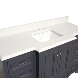 Kitchen Bath Collection Nantucket 60-inch Single Bathroom Vanity (Quartz/Chocolate): Includes Chocolate Cabinet with Stunning Quartz Countertop and White Ceramic Sink