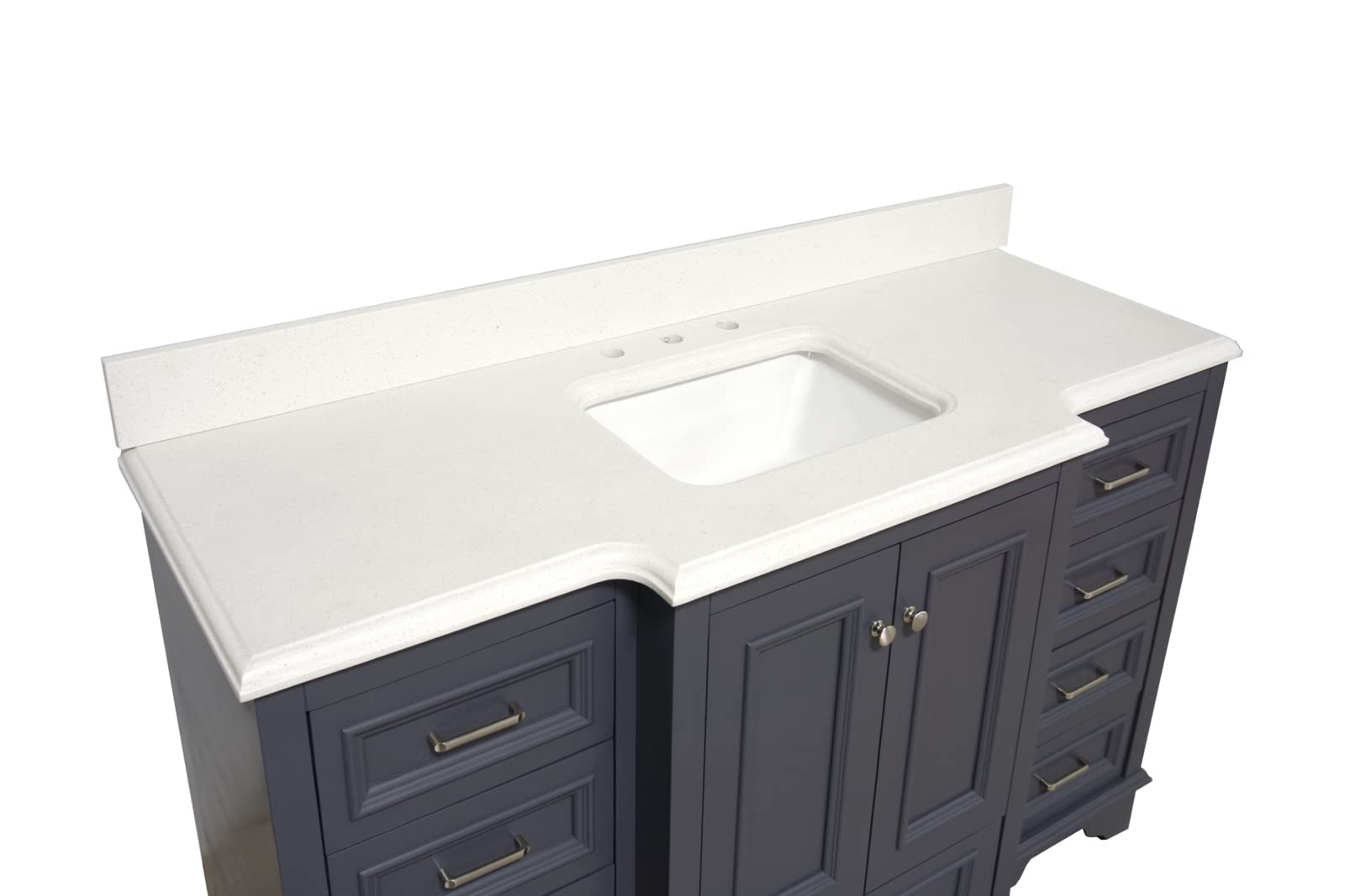 Kitchen Bath Collection Nantucket 60-inch Single Bathroom Vanity (Quartz/Chocolate): Includes Chocolate Cabinet with Stunning Quartz Countertop and White Ceramic Sink