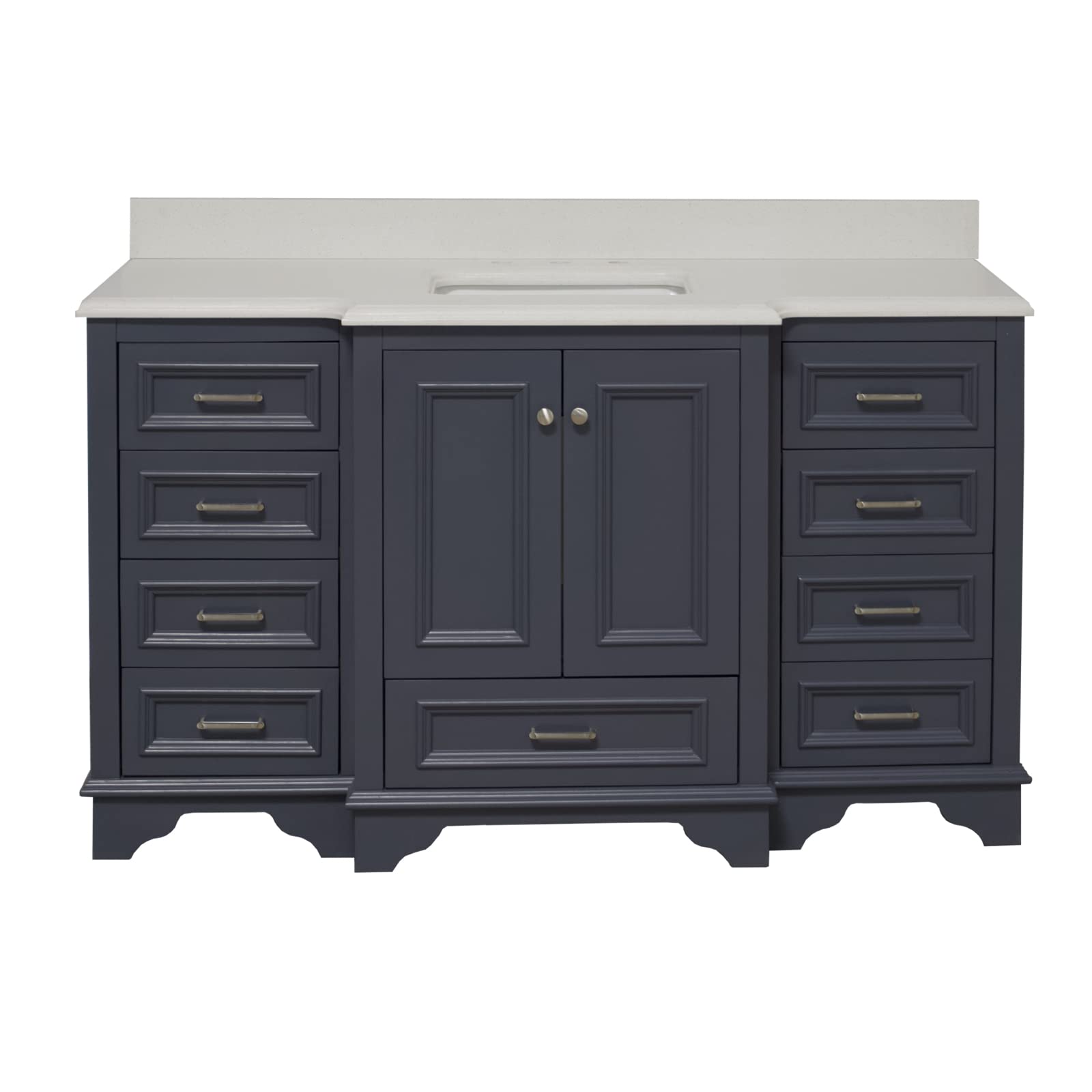 Kitchen Bath Collection Nantucket 60-inch Single Bathroom Vanity (Quartz/Chocolate): Includes Chocolate Cabinet with Stunning Quartz Countertop and White Ceramic Sink