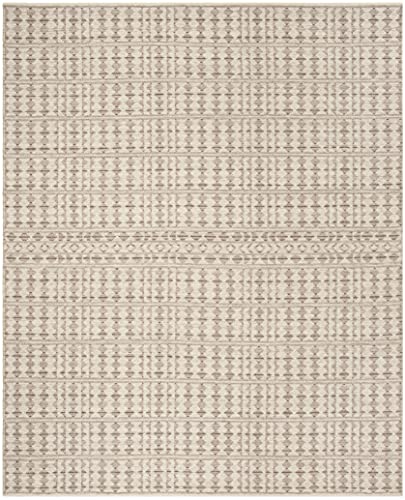 SAFAVIEH Kilim Collection Area Rug - 8' x 10', Ivory & Light Grey, Handmade Flat Weave Wool, Ideal for High Traffic Areas in Living Room, Bedroom (KLM350A)