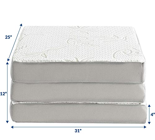 Modway 4” Relax Tri-Fold Mattress Topper CertiPUR-US Certified with Soft Removable Cover (31"x75")