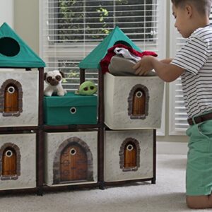 OneSpace 1 Recycled Paper Fantasy Fort Kids Storage Unit, Green and Brown