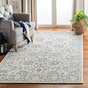 safavieh blossom collection 5' x 8' ivory/blue blm351a hand-hooked premium wool area rug