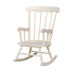 ic international concepts juvenile rocker, solid wood child's rocking chair, sturdy and durable furniture for kids room or nursery - unfinished