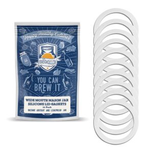 wide mouth mason jar silicon gaskets | 10 pack | creates airtight, leakproof jars when paired plastic with mason jar lids | food grade