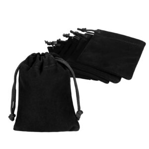 shintop 10pcs velvet drawstring bags wedding gift bags velvet cloth jewelry pouches (black)