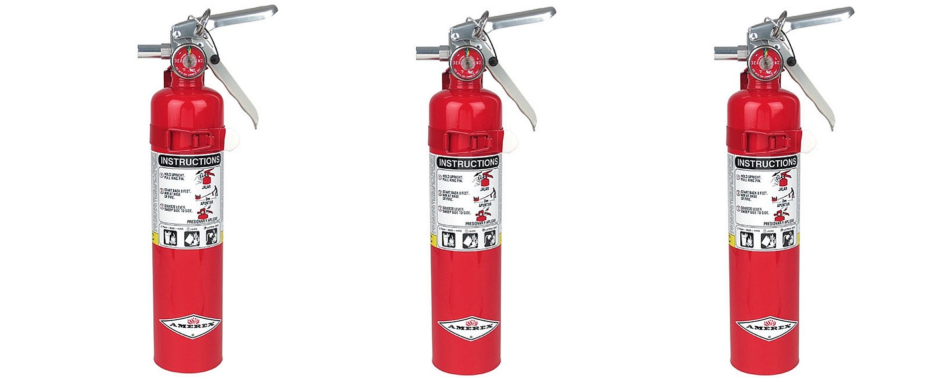 Amerex B417, 2.5lb ABC Dry Chemical Class A B C Fire Extinguisher, with Wall Bracket (3-PACK)