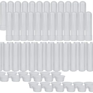 50 Pcs, White Essential Oil Aromatherapy Blank Nasal Inhaler Tubes(Including 50 unscented Wicks +3 Polyethylene Pipette Droppers)