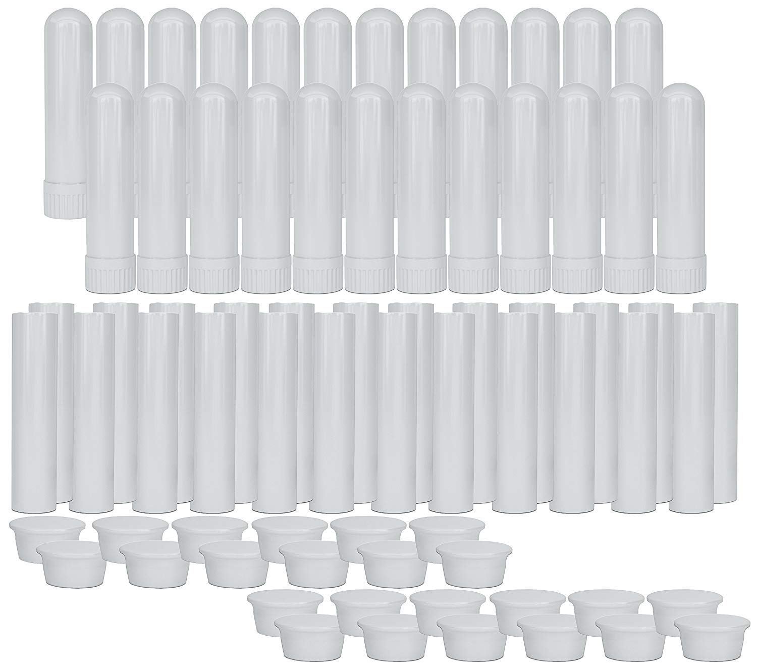 50 Pcs, White Essential Oil Aromatherapy Blank Nasal Inhaler Tubes(Including 50 unscented Wicks +3 Polyethylene Pipette Droppers)