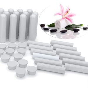 50 Pcs, White Essential Oil Aromatherapy Blank Nasal Inhaler Tubes(Including 50 unscented Wicks +3 Polyethylene Pipette Droppers)