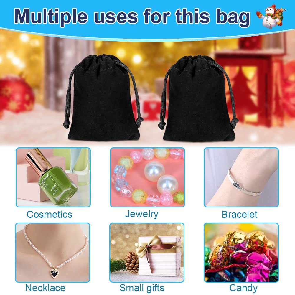 Shintop 10pcs Velvet Drawstring Bags Wedding Gift Bags Velvet Cloth Jewelry Pouches (Black)