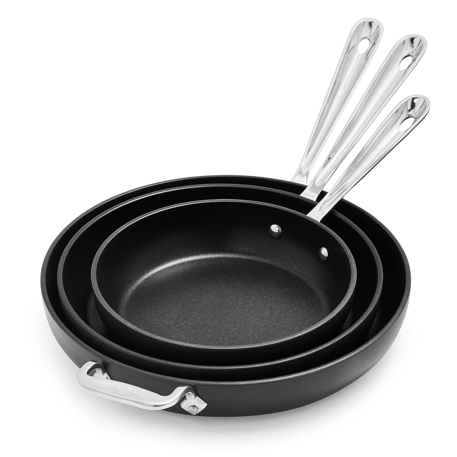 All-Clad Black Nonstick 12-Inch Skillets Set of 3, 834, 1034, 1234