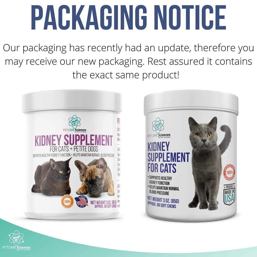 PET CARE Sciences Approx 90 Servings Cat Kidney Support Chews - Feline Kidney Restore - Renal Cat Treats - Cats Kidney Support Supplement - Urinary Tract Irritations Control for Cat - Made in The USA