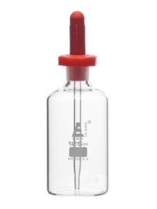 eisco dropping bottle, 125ml (4.2oz) - borosilicate 3.3 glass - eye dropper pipette and dust proof rubber bulb - octagonal, non-screw top labs