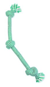 mammoth flossy chews extra fresh 3 knot tug – premium cotton-poly yarn with dental floss tug toy for dogs – interactive dog rope toy – tug dog chew toy for large dogs - large, 25”