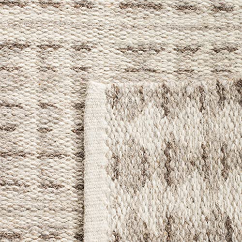 SAFAVIEH Kilim Collection Area Rug - 8' x 10', Ivory & Light Grey, Handmade Flat Weave Wool, Ideal for High Traffic Areas in Living Room, Bedroom (KLM350A)