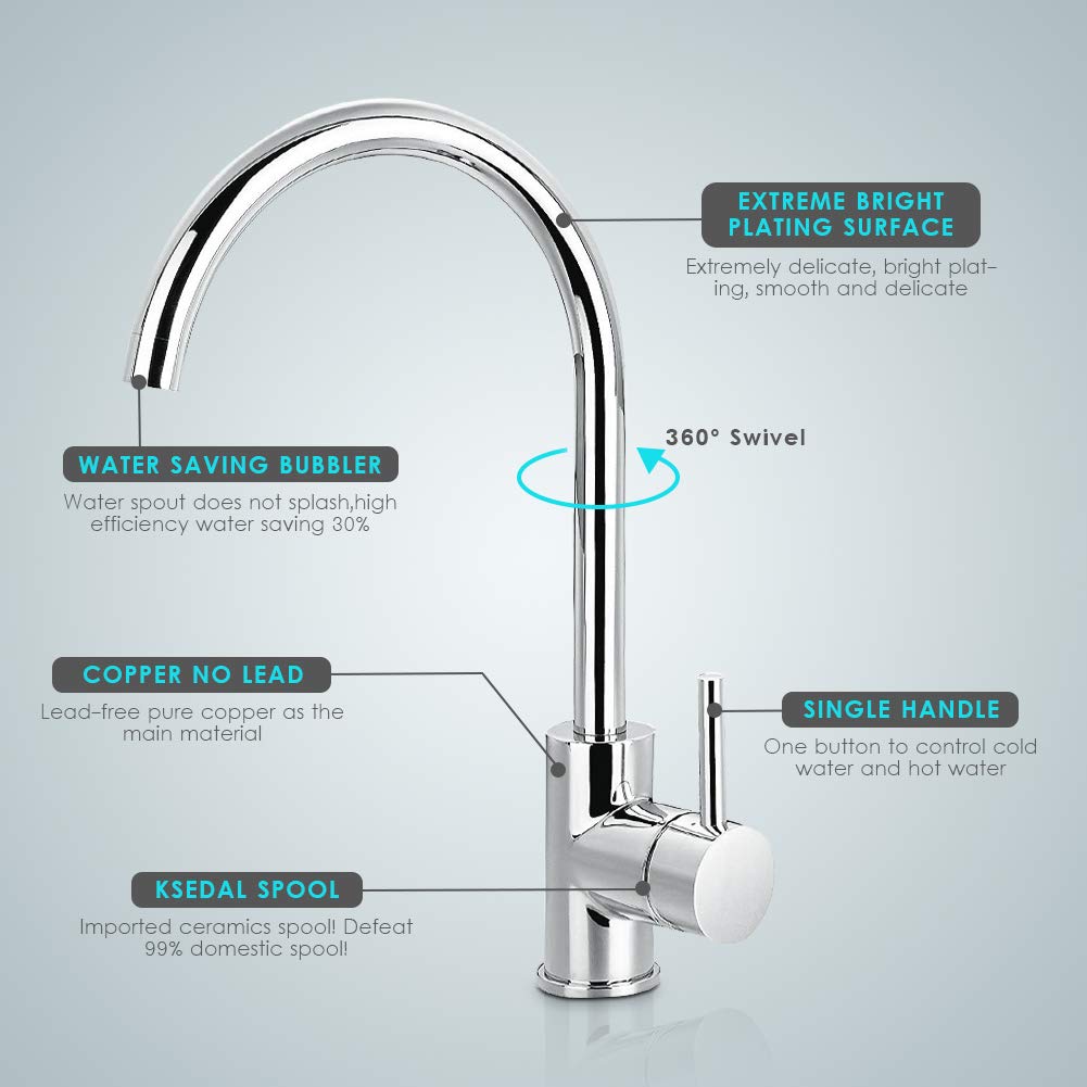 Sink Faucets Single Handle 360 Degree Swivel Hot&Cold Mixer Single Handle Kitchen Sink Faucet