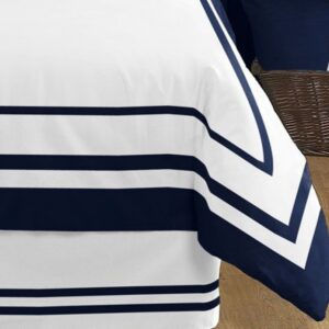 Sweet Jojo Designs Anchors Away Nautical Navy and White Boys 3 Piece Full/Queen Bedding Set